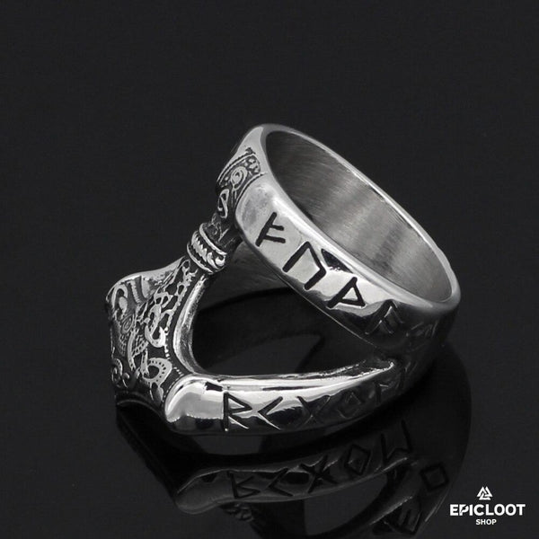Runic Thor Hammer Mjolnir Ring – Epic Loot Shop
